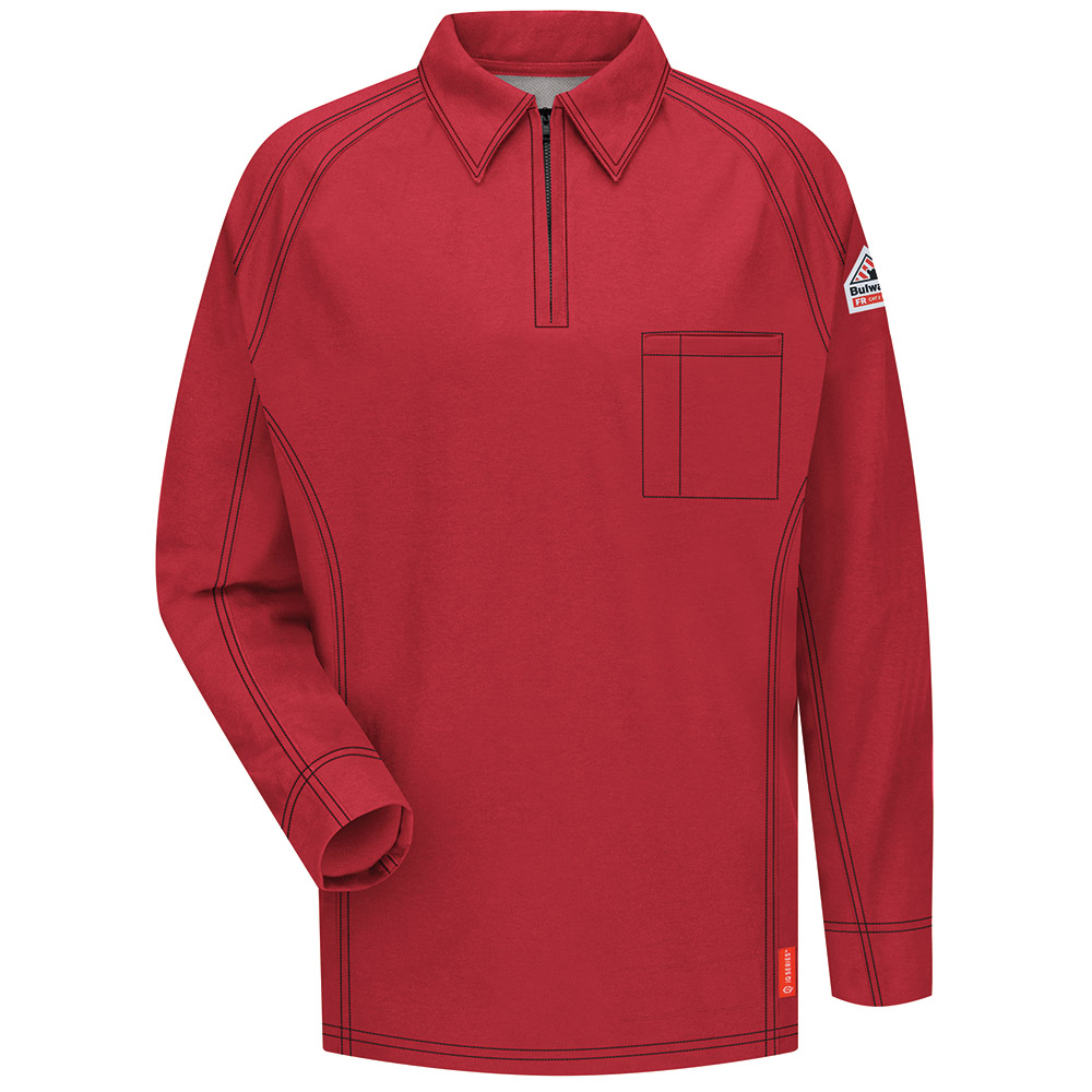 Bulwark Flame Resistant iQ Series Long Sleeve Polo | Red | QT12RD